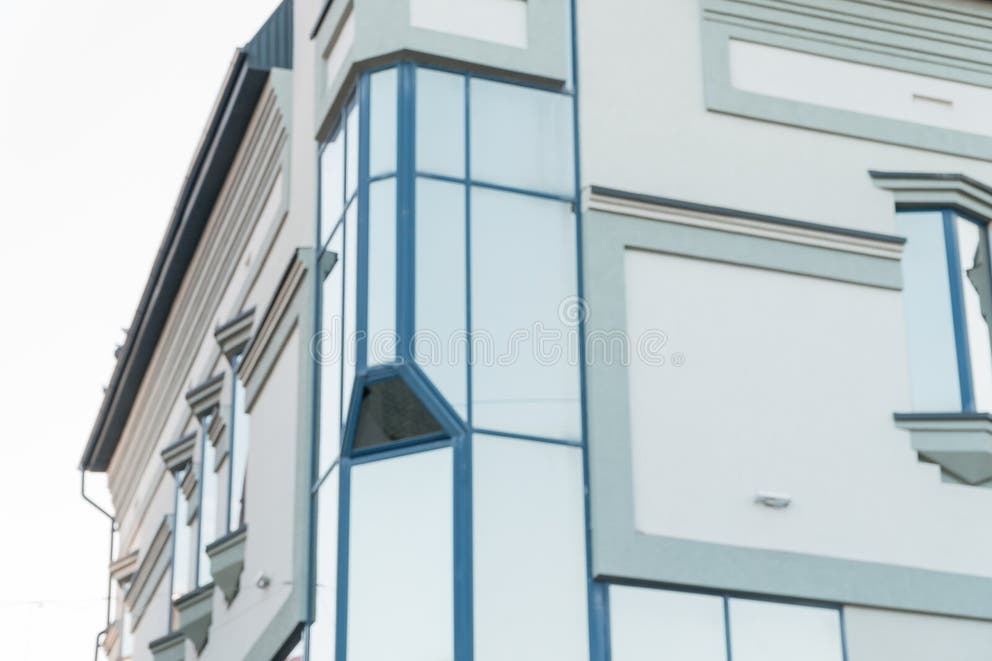 Modern Architectural Facade Highlighting Glass and Angled Design Stock ...