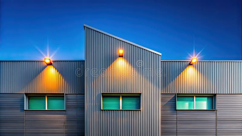 Modern Architectural Facade Under Spotlight Illumination a ...