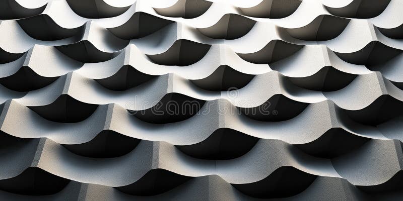 Modern Architectural Facade with Wave-like Patterns and Shadows Stock ...