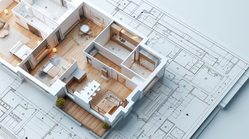 Modern Architectural Floor Plan with 3D Interior Design Layout and ...