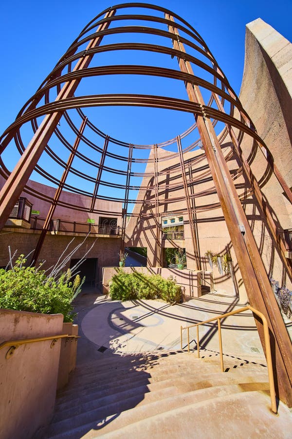 Modern Architectural Framework with Shadows and Greenery, Eye-Level ...