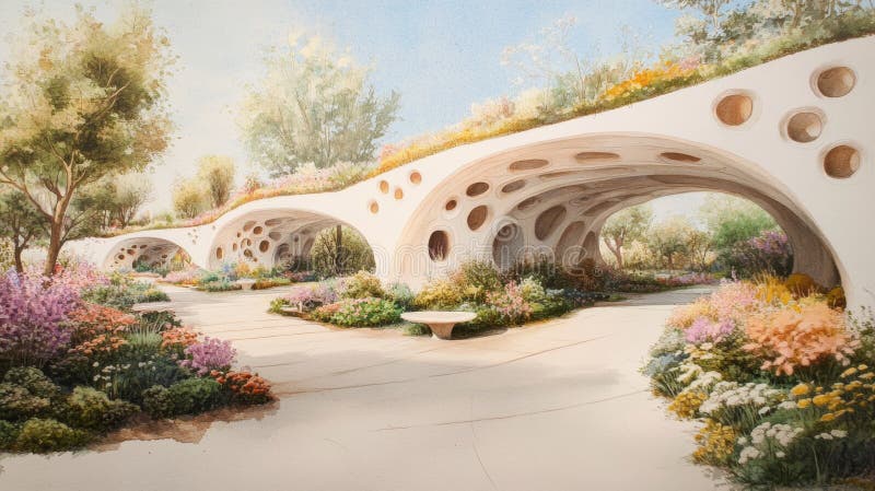 Modern Architectural Garden with Unique Floral Design and Organic ...