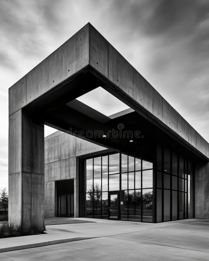 Modern Architectural Geometry in Black and White Minimalism Stock Image ...