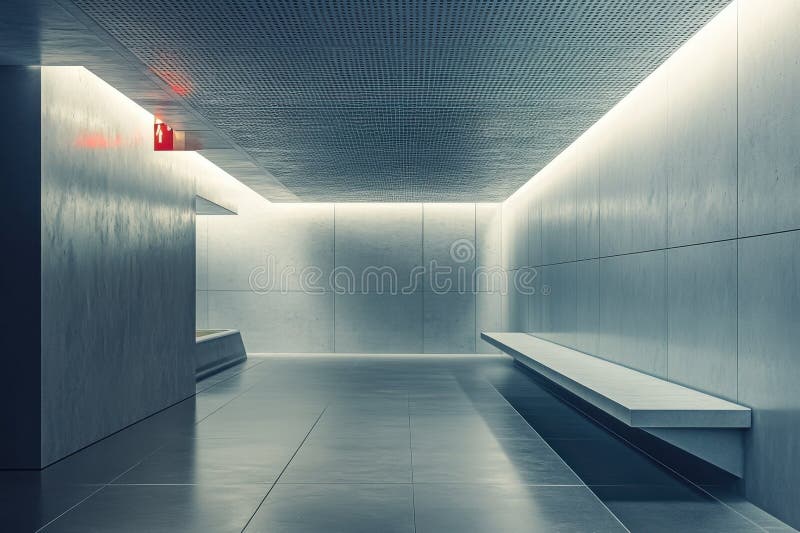 Modern Architectural Hallway with Soft Lighting and Minimalist Design ...