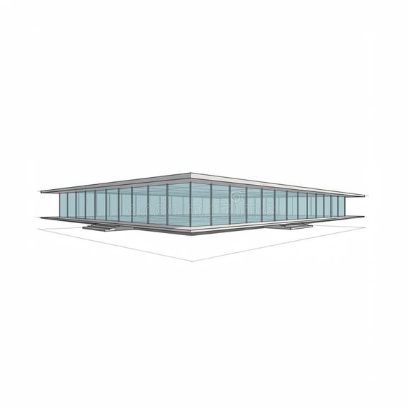 Modern Architectural Illustration of a Long, Rectangular Building ...