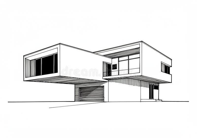 Modern Architectural Illustration of a Minimalist House Design ...