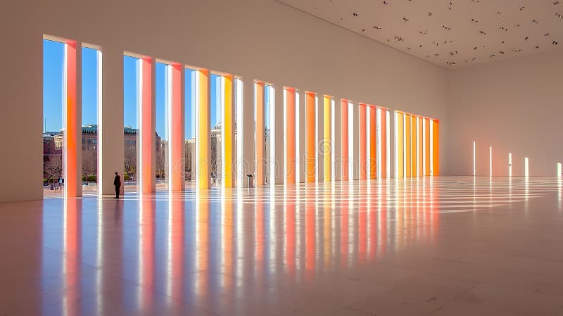 Modern Architectural Interior with Colorful Light and Reflection of a ...