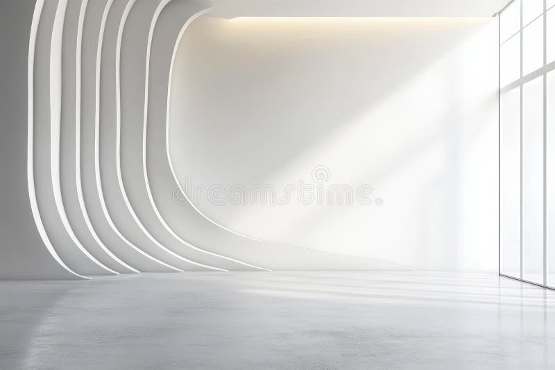 Modern Architectural Interior with Curved Walls and a Large Window ... Modern Architectural Interior with Curved Walls and a Large Window ...