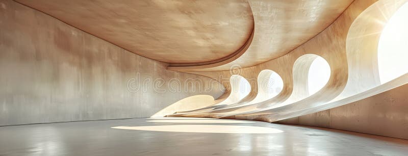 Modern Architectural Interior with Curved Wooden Design and Natural ... Modern Architectural Interior with Curved Wooden Design and Natural ...