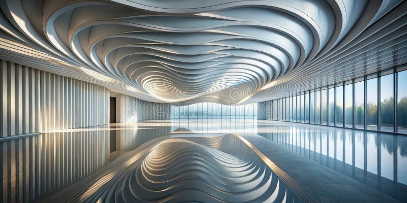 Modern Architectural Interior Design Featuring Wave-shaped Ceiling and ...