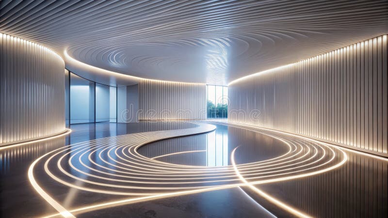 Modern Architectural Interior Design Serene White Walls, Illuminated ...