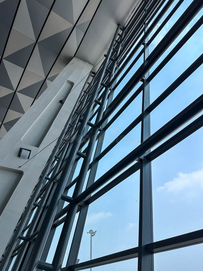 Modern Architectural Interior Featuring Large Glass Windows with Clear ...