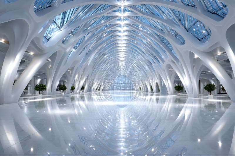 Modern Architectural Interior with a Futuristic Design and Bright Lighting at Noon Stock Image ...