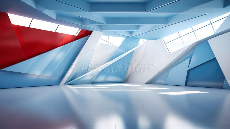 Modern Architectural Interior with Geometric Design and Bold Colors for ...