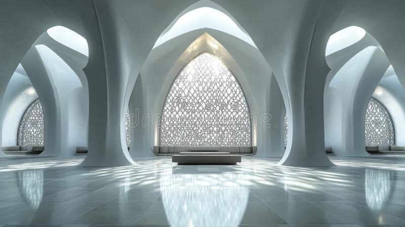 Modern Architectural Interior with Intricate Window Design Stock ...
