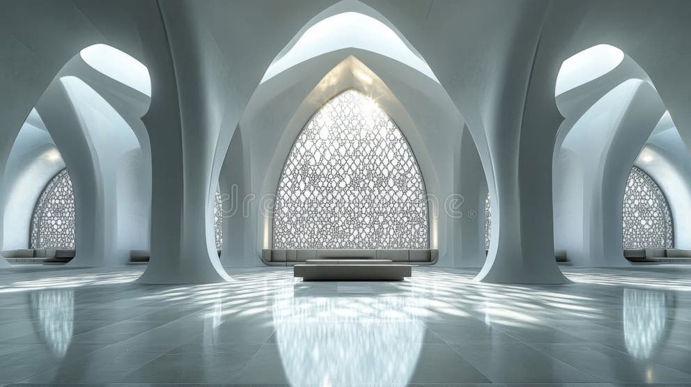 Modern Architectural Interior with Intricate Window Design Stock ...