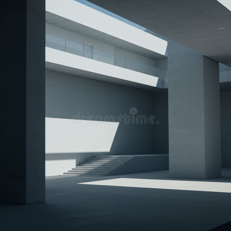 Modern Architectural Interior with Large Concrete Surfaces and ...