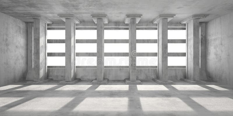 Modern Architectural Interior with Minimalist Concrete Columns and ...