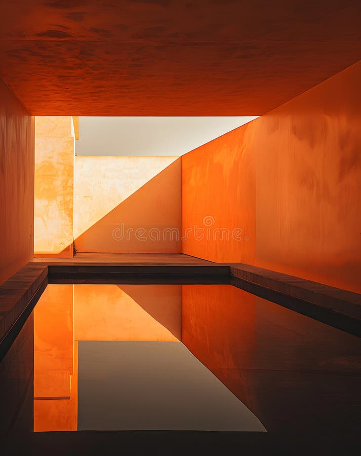 Modern Architectural Landscape with Tranquil Reflection Pool Stock ...