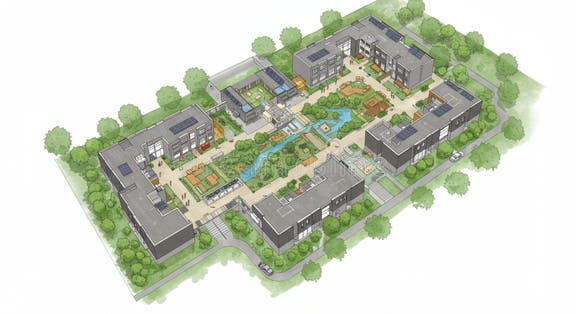 Modern Architectural Layout of a Residential Complex Features Multiple ...