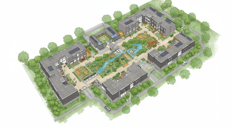 Modern Architectural Layout of a Residential Complex Features Multiple ...