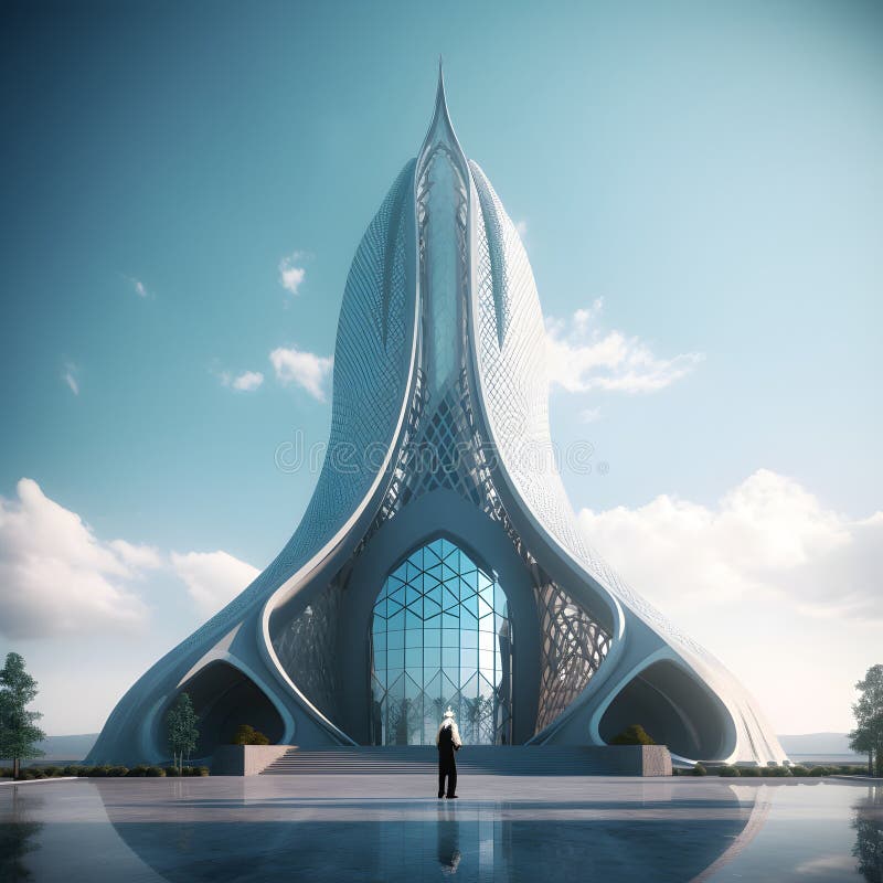 Modern Architectural Marvel, 3d Render of a Building Against a Blue Sky ...