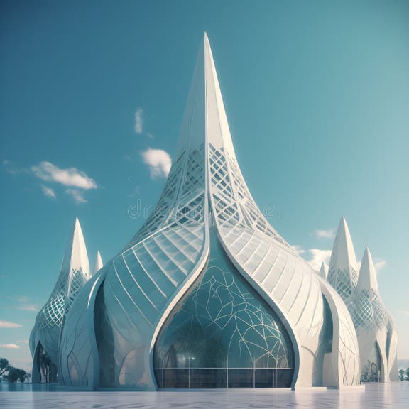 Modern Architectural Marvel, 3d Render of a Building Against a Blue Sky ...