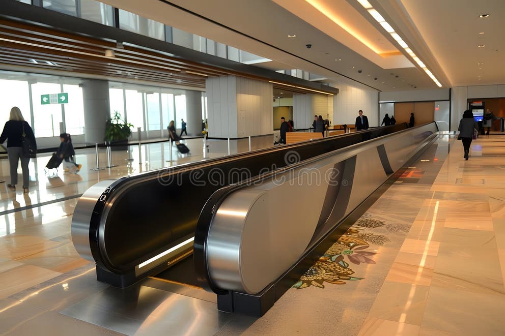 Modern Architectural Marvel: Passengers Glide Smoothly on a Sleek ...