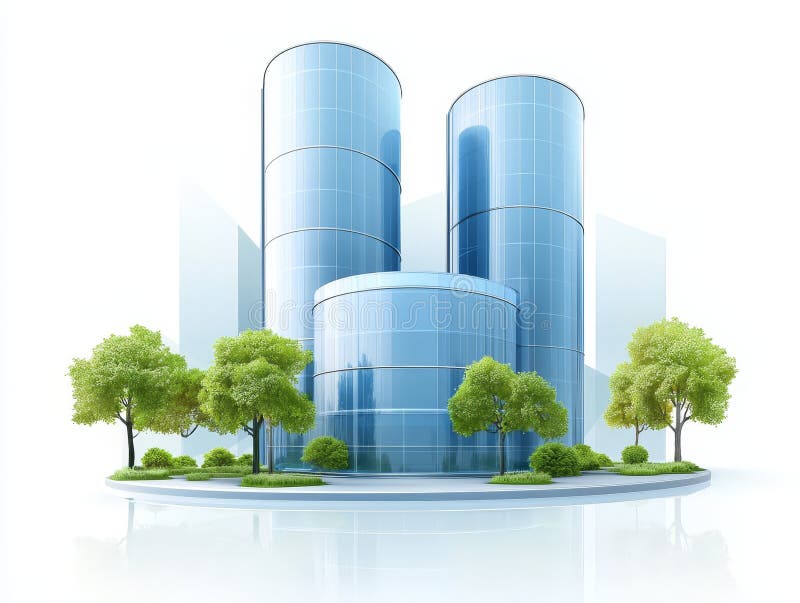 Modern Architectural Marvel, a Skyscraper with Trees and Striking ...