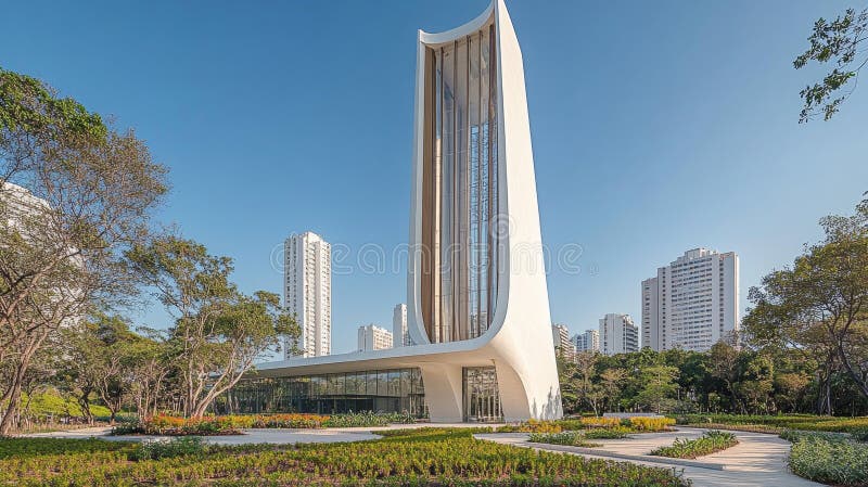 Modern Architectural Marvel, Towering Structure with Unique Design ...