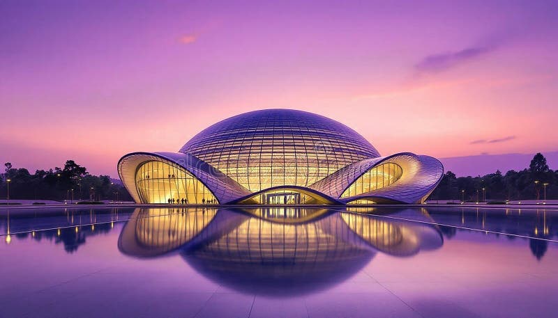 Modern Architectural Marvel at Twilight Modern Architecture Stock ...