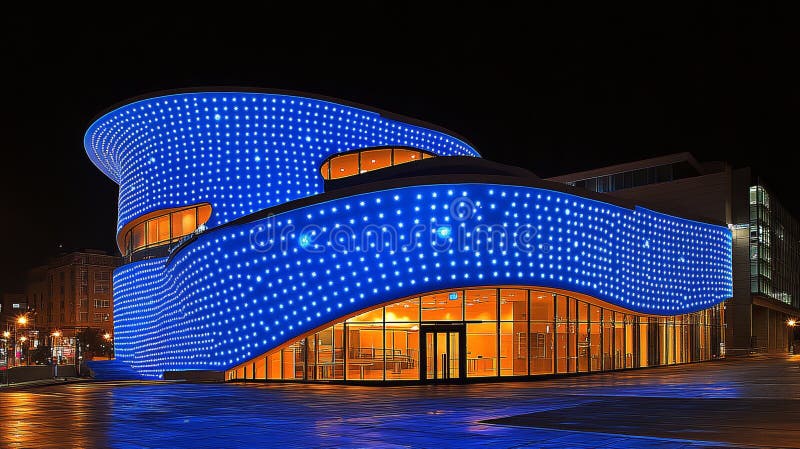 Modern Architectural Masterpiece, a Futuristic Building Illuminated ...