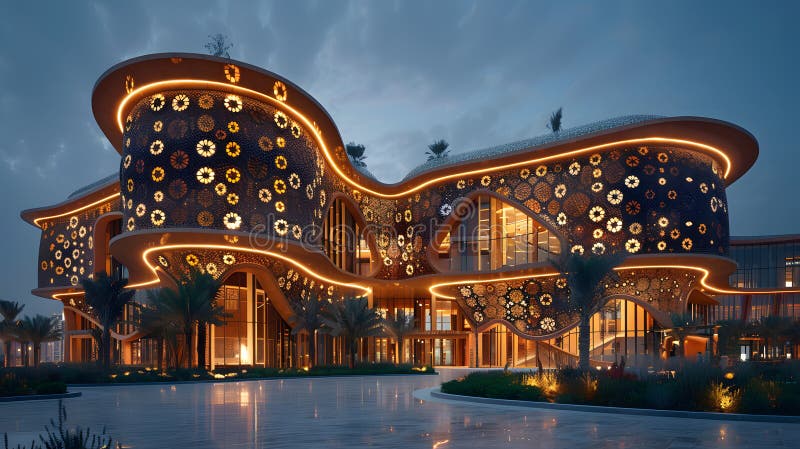 Modern Architectural Masterpiece with Illuminated Design Elements Stock ...