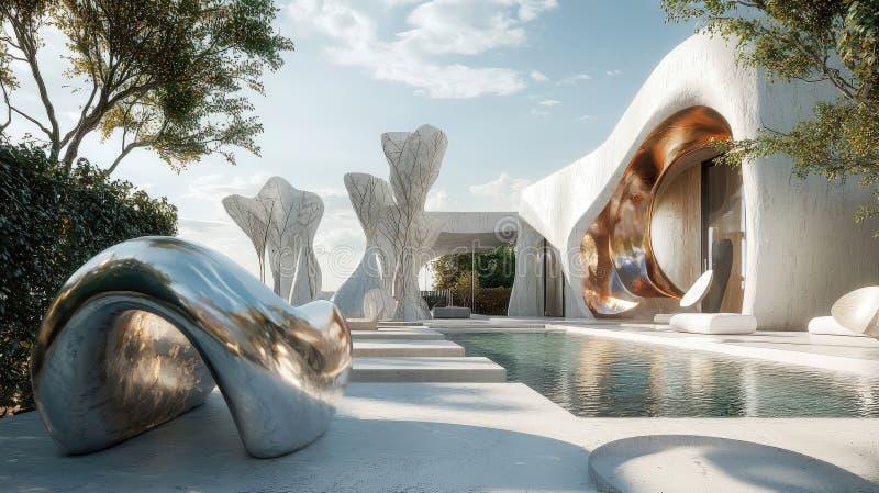 Modern Architectural Masterpiece Organic Forms and Luxury Design Stock ...