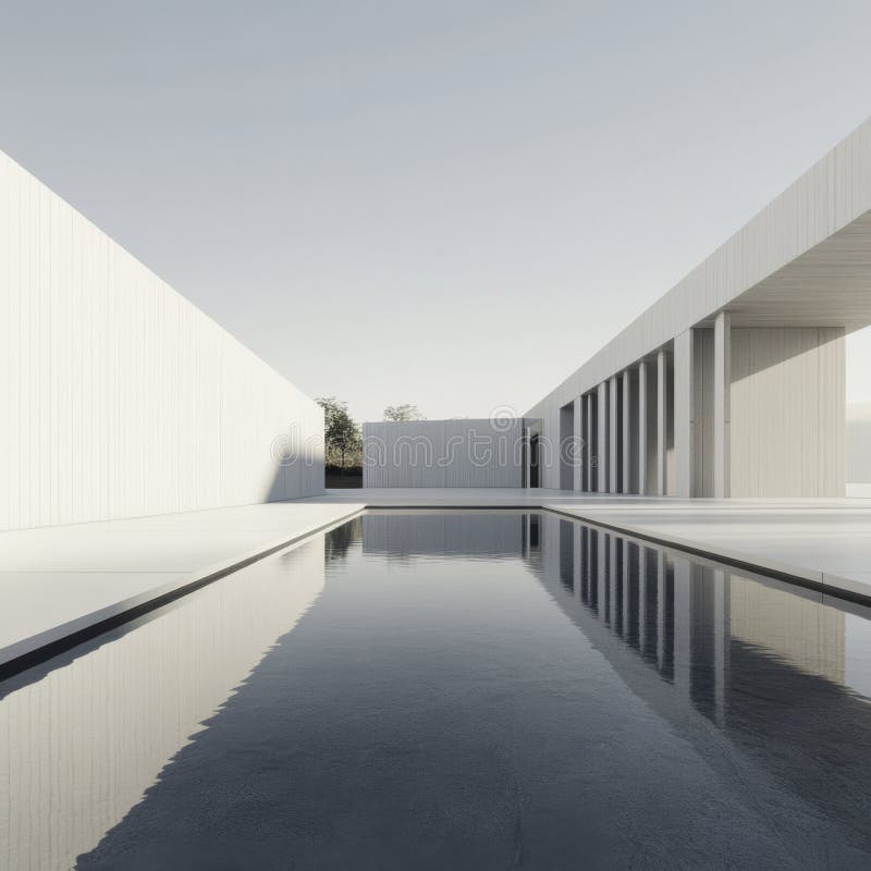 Modern Architectural Masterpiece with Sleek Lines, Surrounded by a ...