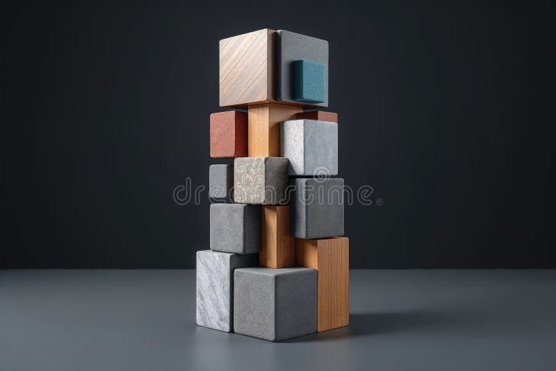 Modern Architectural Material Samples Collection with Marble, Concrete ...