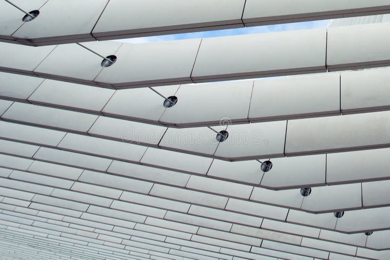 Modern Building Roof with a Steel Structural Grid Stock Image - Image ...