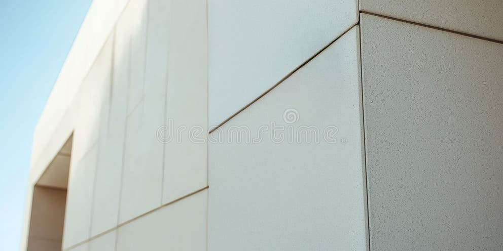 Modern Architectural Minimalism with Geometric Cladding and Blue Sky ...
