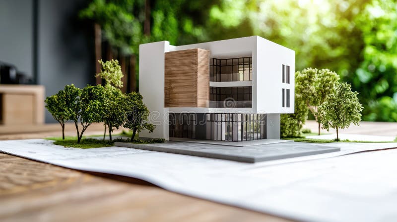 Modern Architectural Model of Commercial Building with Greenery Stock ...