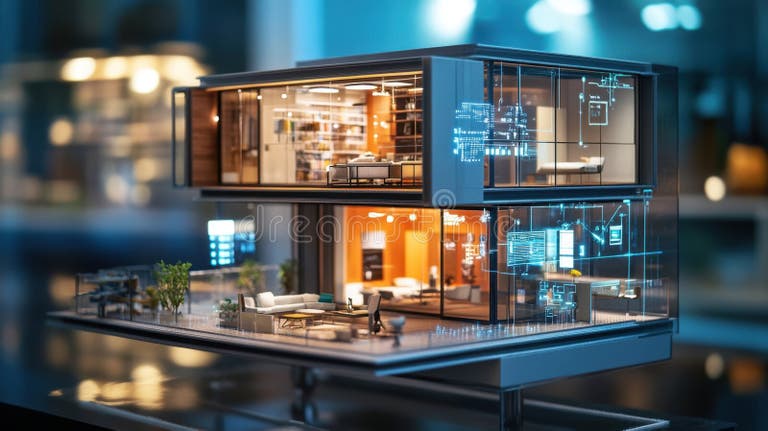 Modern Architectural Model Featuring Advanced Interior Design Concepts Stock Illustration ...