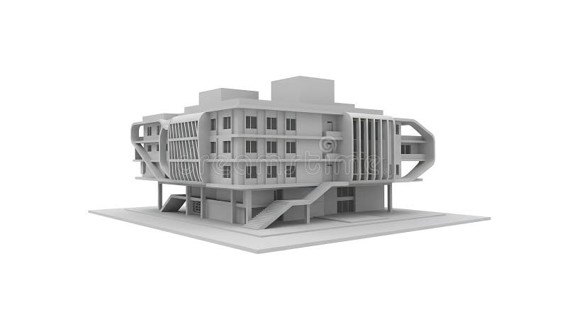 Modern Architectural Model Featuring a Multi-story Building with a ...