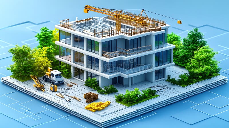 Modern Architectural Model of a Four-story Building Under Construction ...