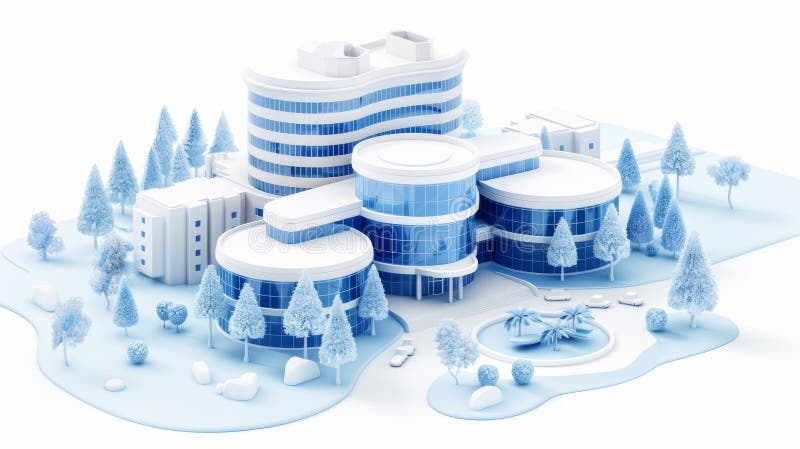 Modern Architectural Model of a Futuristic Building Complex with Curves ...