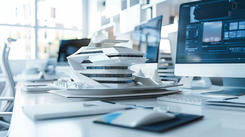 Modern Architectural Model in Futuristic Office Setting. Concept of ...
