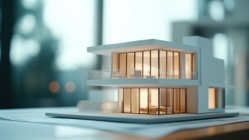Modern Architectural Model of a Luxury Home with Large Glass Windows ...