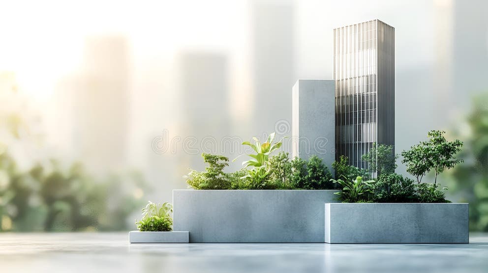 Modern Architectural Model Showcasing Greenery Integration in Urban ...