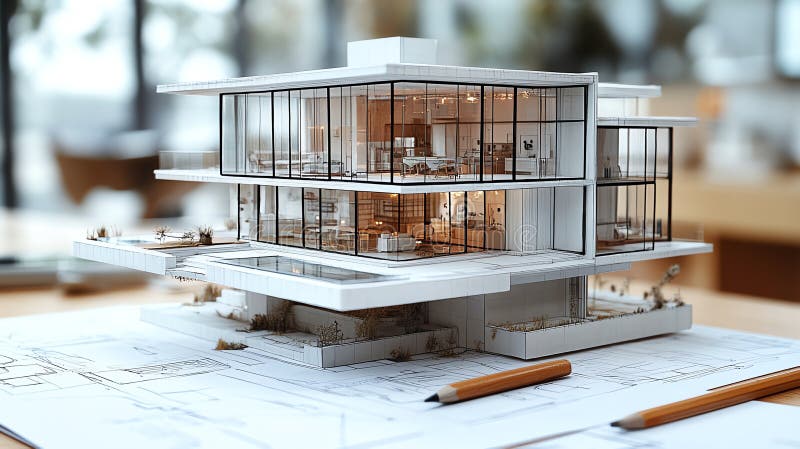 Modern Architectural Model Showcasing a Luxurious, Glass-paneled Design ...