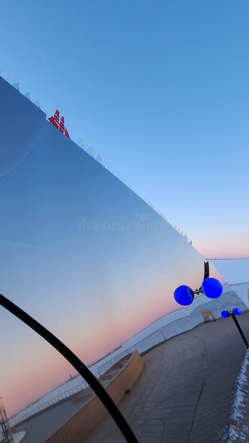 Modern Architectural Pathway with Blue Light Spheres Stock Image ...