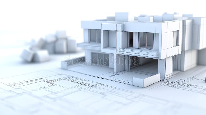 Modern Architectural Plan with Minimalist Building Design in White ...