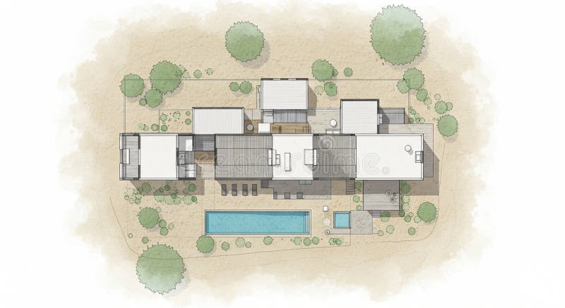 Modern Architectural Plan of a Residential Building with a Rectangular ...